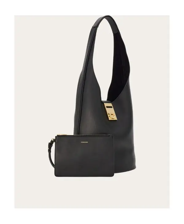 FERRAGAMO Gancini Buckle Large Shoulder Bag