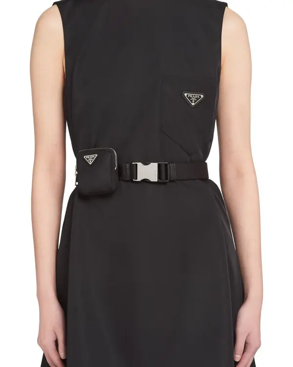 Prada Woven Nylon Belt With Enamel Triangle Logo