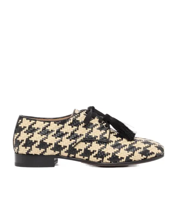Valentino Garavani Woven Houndstooth Tassel Detail Loafers