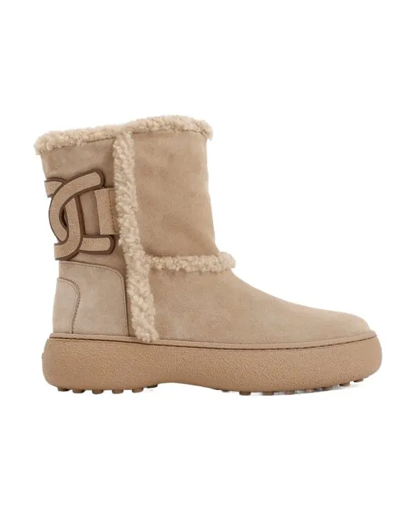 TOD'S Logo Patch Ankle Boots - Nude