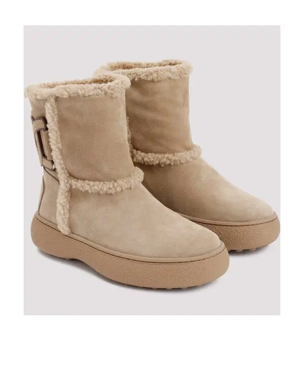 TOD'S Logo Patch Ankle Boots - Nude