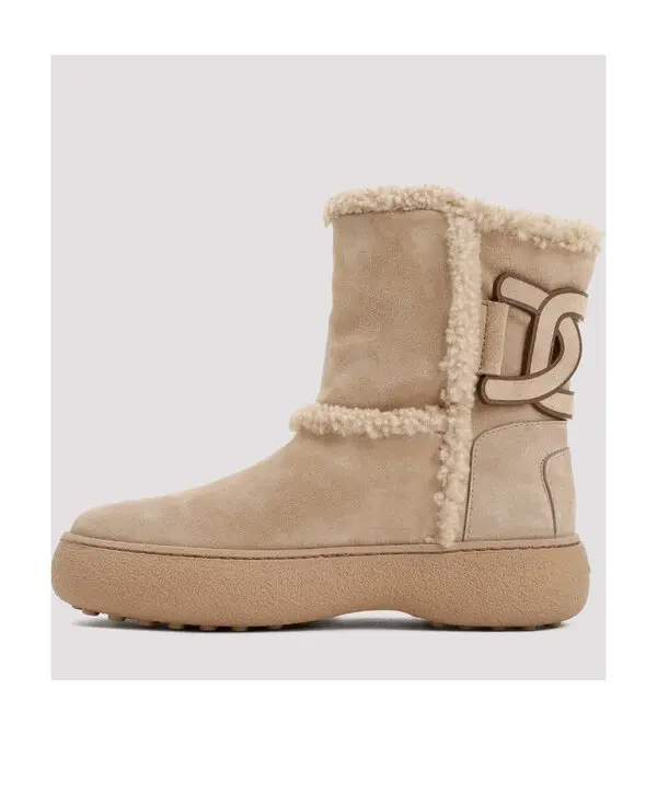 TOD'S Logo Patch Ankle Boots - Nude
