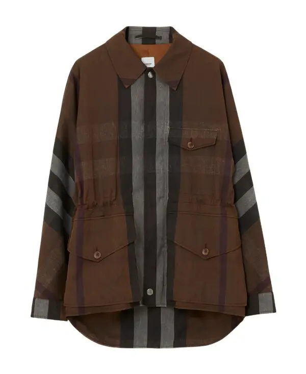 Burberry Check Drawstring Waist Field Jacket