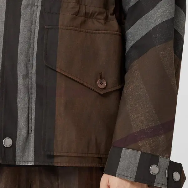 Burberry Check Drawstring Waist Field Jacket