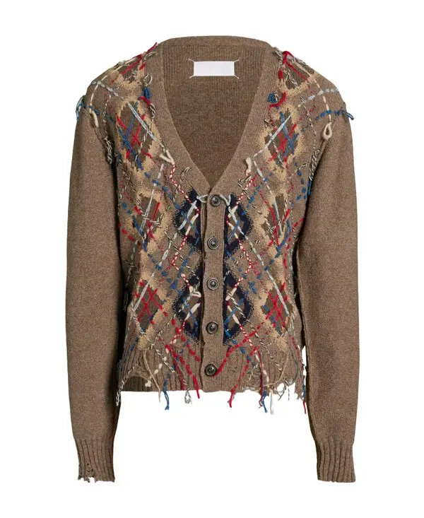 MAISON MARGIELA Wool Cut-out Detailed Knitted Cardigan