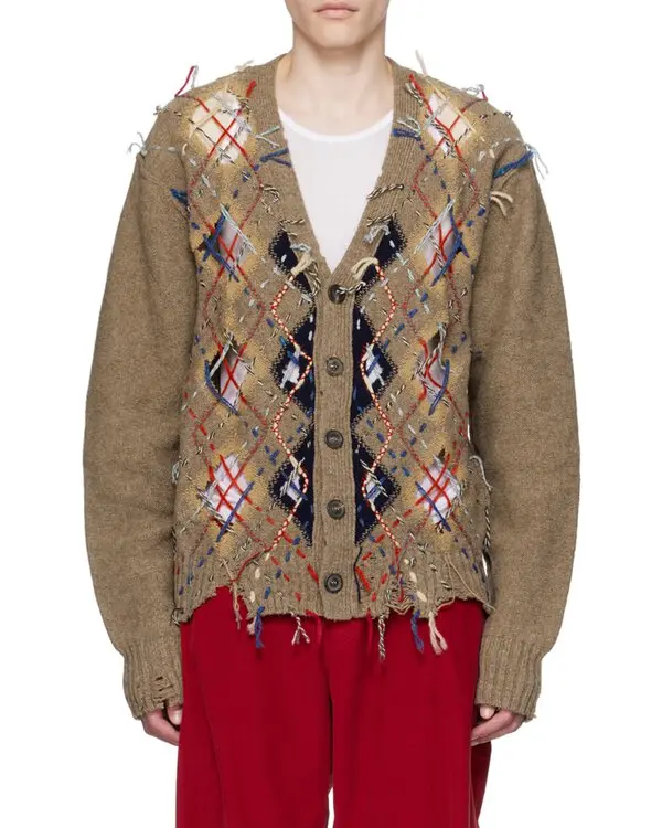 MAISON MARGIELA Wool Cut-out Detailed Knitted Cardigan