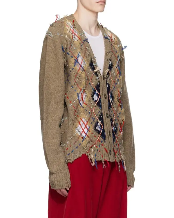 MAISON MARGIELA Wool Cut-out Detailed Knitted Cardigan