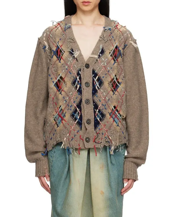 MAISON MARGIELA Wool Cut-out Detailed Knitted Cardigan