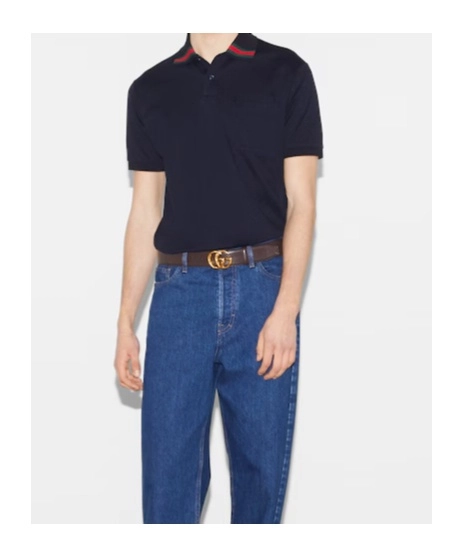 Gucci Stripe Detailed Polo Shirt - Navy Blue
