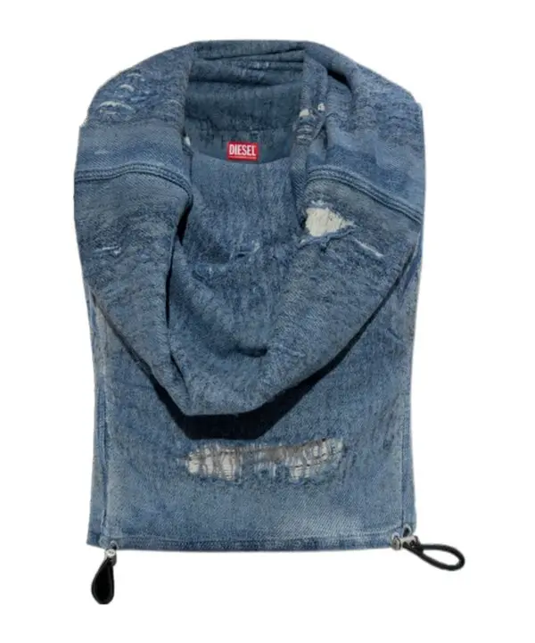 DIESEL® De-vania Fsg Top With Distressed Denim And Drawstring Hem