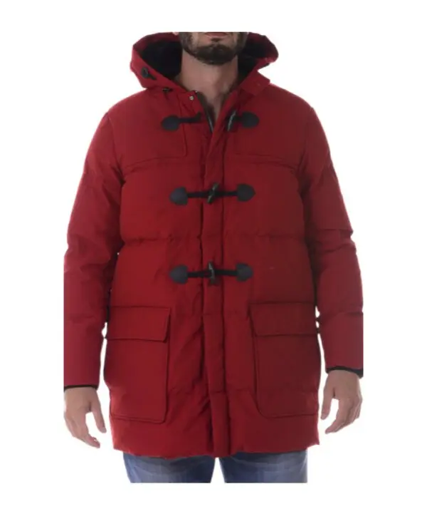 Emporio Armani Down Jacket With Hood And Toggle Fastening - Red
