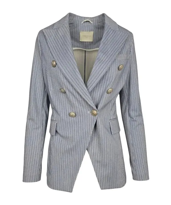 CIRCOLO 1901 Double-breasted Striped Blazer - Gray