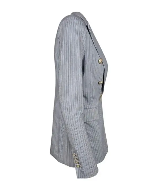 CIRCOLO 1901 Double-breasted Striped Blazer - Gray