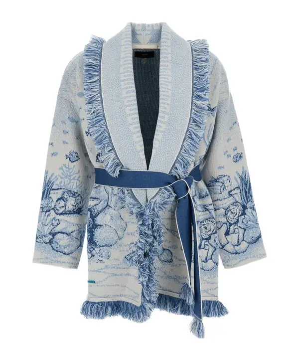 Alanui Deep In The Ocean Belted Cardigan - Gray