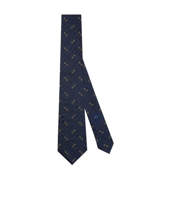 Gucci Horsebit Embroidered Tie - Black