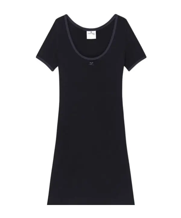 COURREGES Holistic Contrast" A-line Mini Dress - Black/navy Blue
