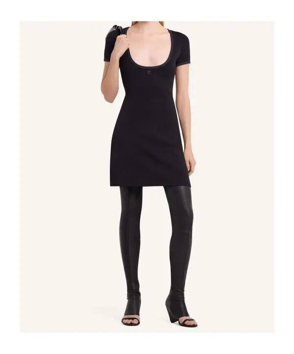 COURREGES Holistic Contrast" A-line Mini Dress - Black/navy Blue