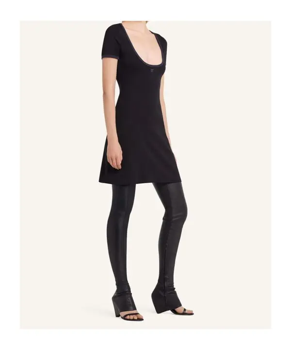 COURREGES Holistic Contrast" A-line Mini Dress - Black/navy Blue