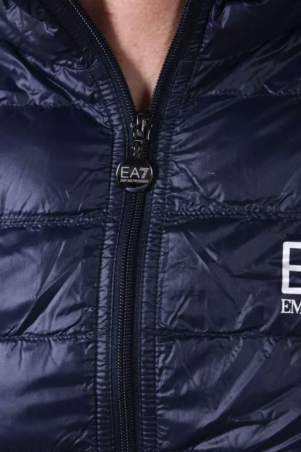 EA7 Quilted Zip-up Puffer Jacket - Black