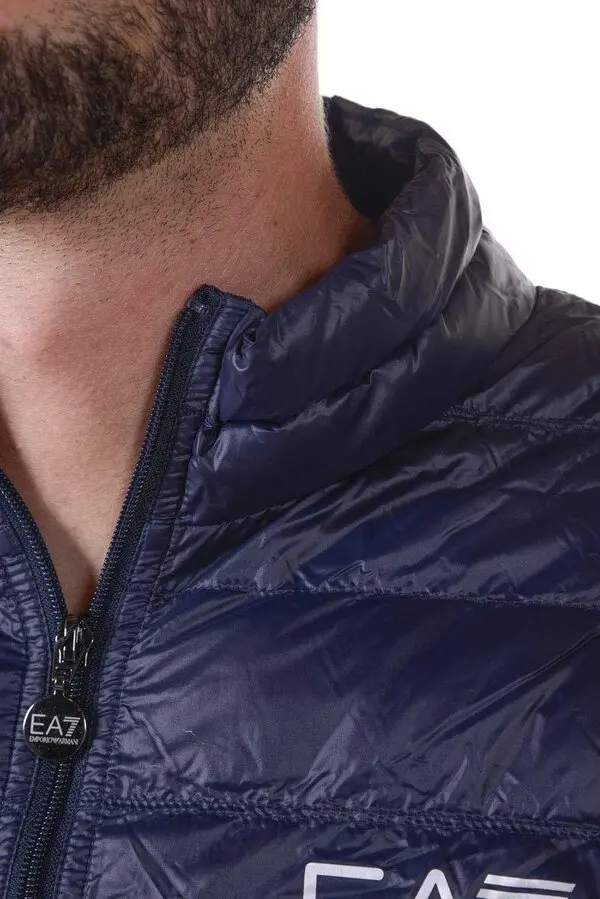EA7 Quilted Zip-up Puffer Jacket - Black