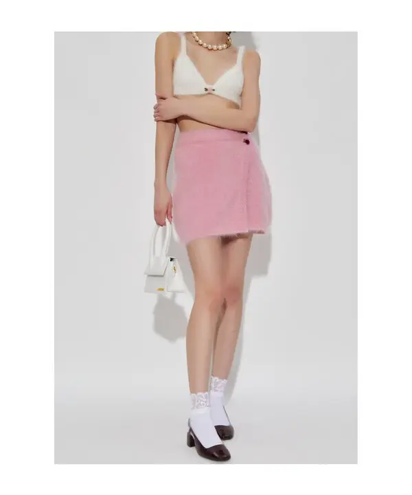 Alessandra Rich Flower-button Knitted Mini Skirt