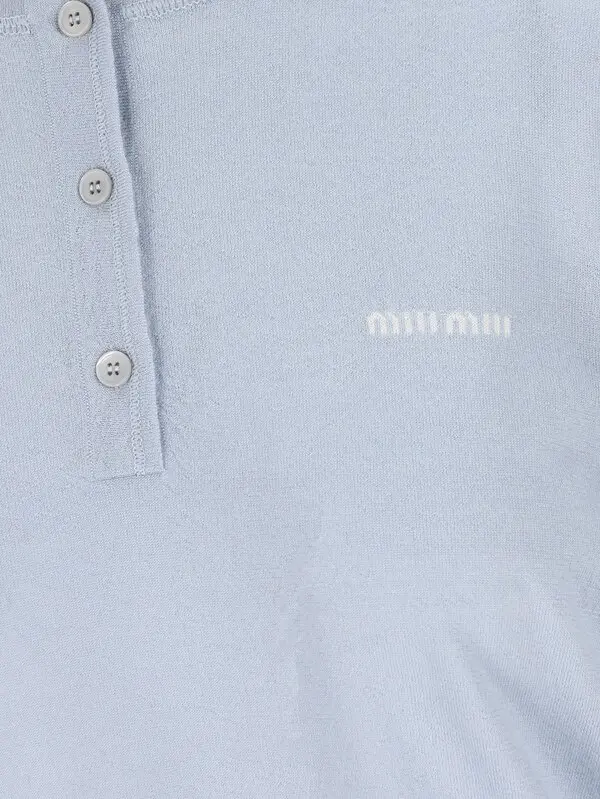 Miu Miu Cashmere Henley Sweater - Sky-blue
