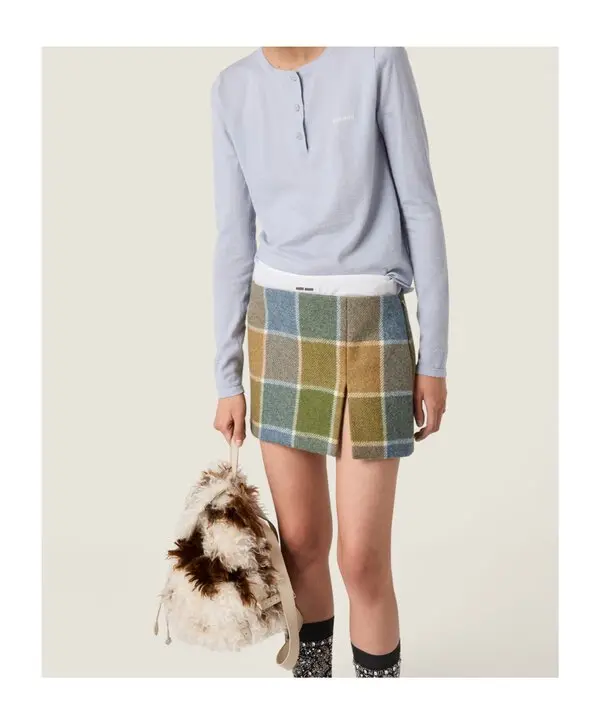 Miu Miu Cashmere Henley Sweater - Sky-blue