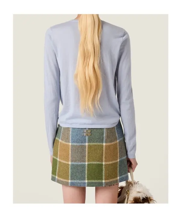 Miu Miu Cashmere Henley Sweater - Sky-blue