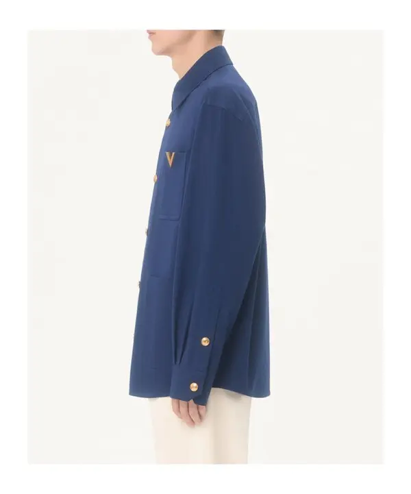 Valentino Garavani Logo Plaque Button-up Shirt Jacket
