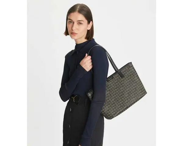 Tory Burch Monogram Zipped Tote Bag