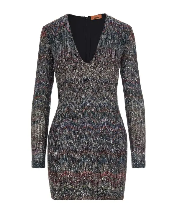 Missoni Zigzag-knit Sequined Mini Dress
