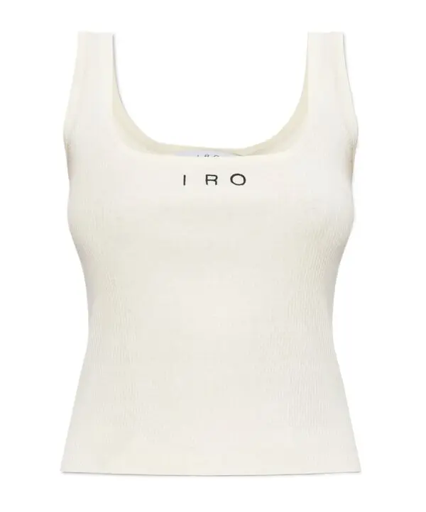 IRO PARIS Sleeveless Square Neck Ribbed Top With Monogram Detail
