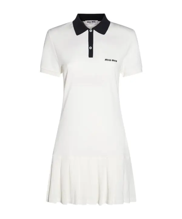 Miu Miu Logo-embroidered Short-sleeved Mini Polo Dress