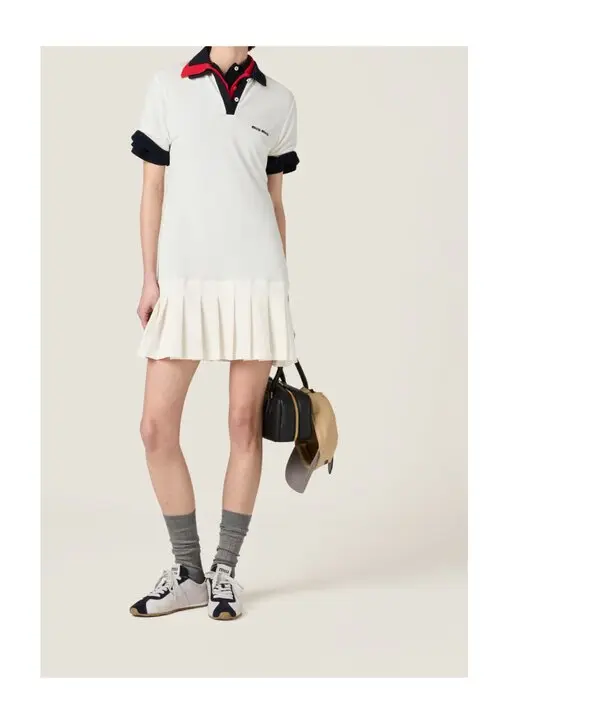 Miu Miu Logo-embroidered Short-sleeved Mini Polo Dress