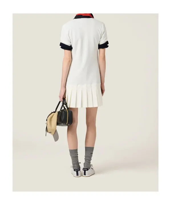 Miu Miu Logo-embroidered Short-sleeved Mini Polo Dress