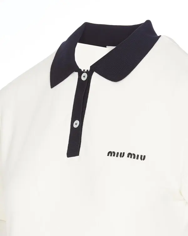 Miu Miu Logo-embroidered Short-sleeved Mini Polo Dress