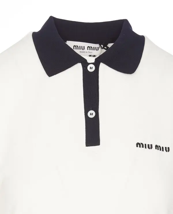 Miu Miu Logo-embroidered Short-sleeved Mini Polo Dress