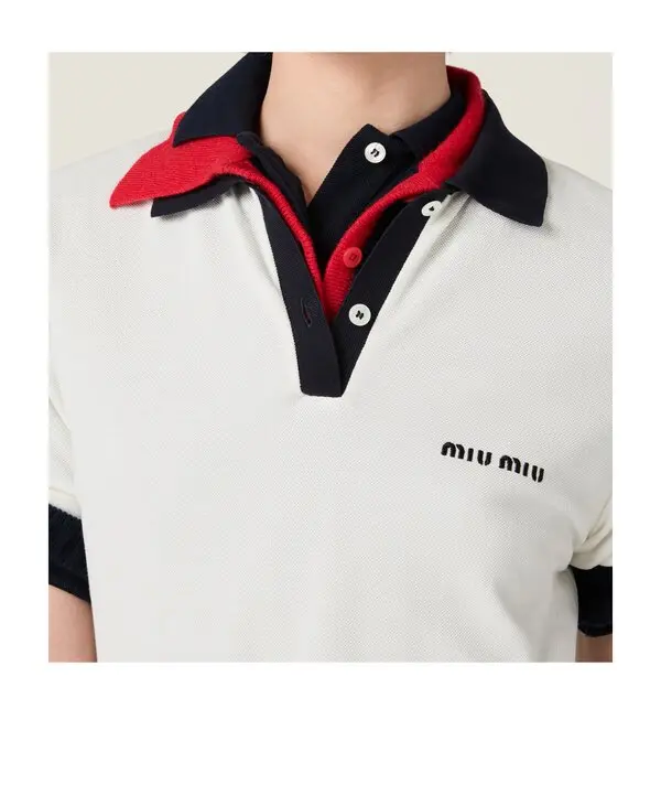 Miu Miu Logo-embroidered Short-sleeved Mini Polo Dress