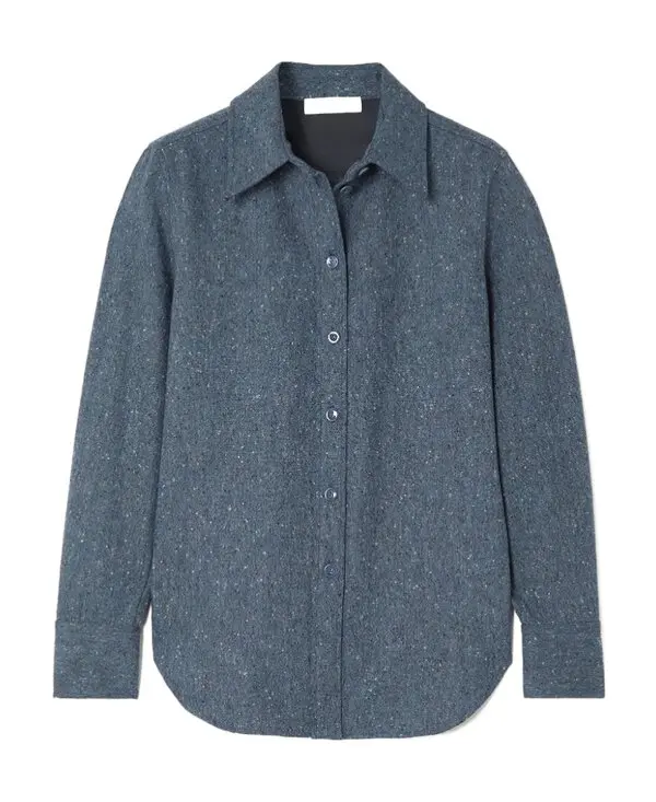 Chloé Long-sleeved Wool Tweed Shirt - Blue
