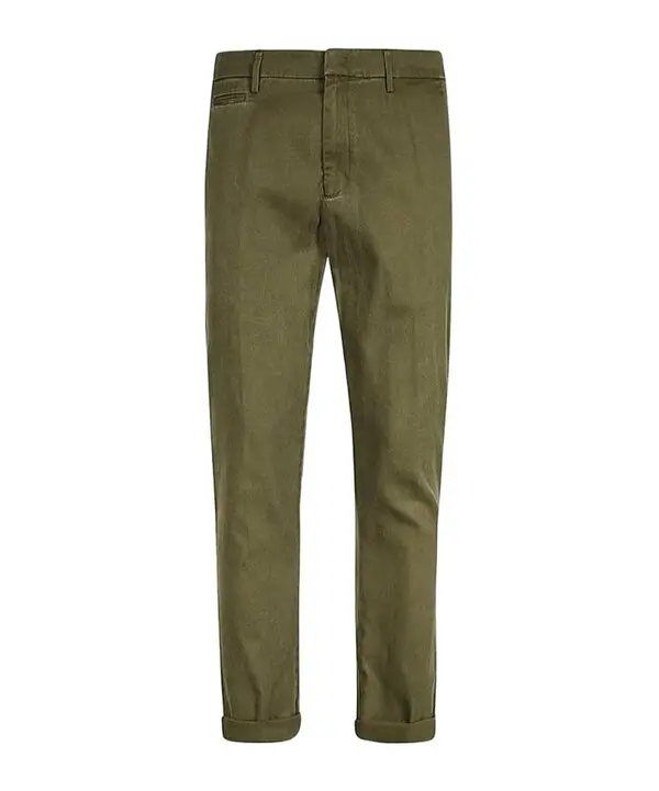 DONDUP Belt Loop Casual Pants With Buttoned Back Pockets - Green