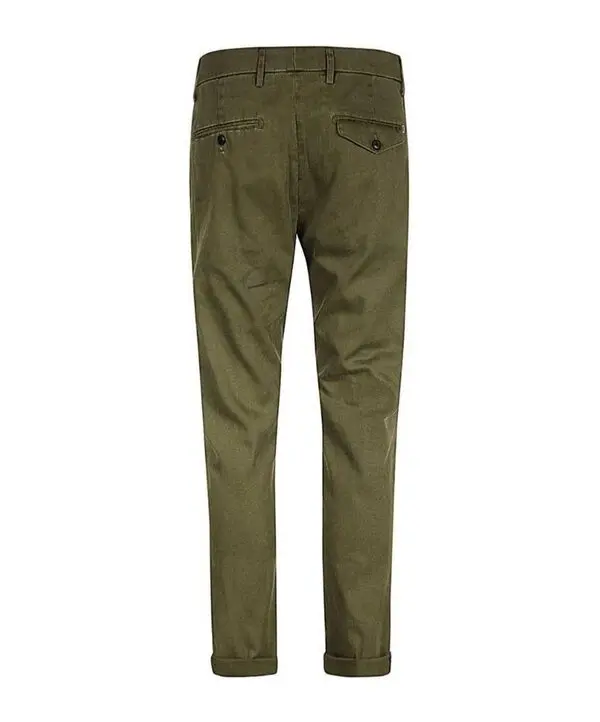 DONDUP Belt Loop Casual Pants With Buttoned Back Pockets - Green
