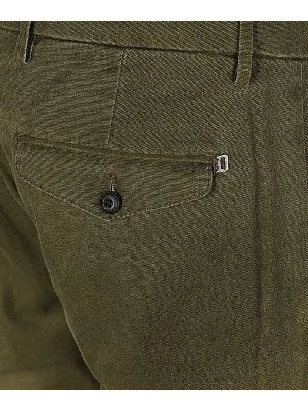 DONDUP Belt Loop Casual Pants With Buttoned Back Pockets - Green