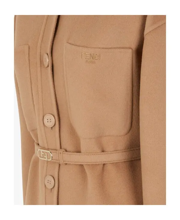 Fendi Logo Plaque Belted Jacket