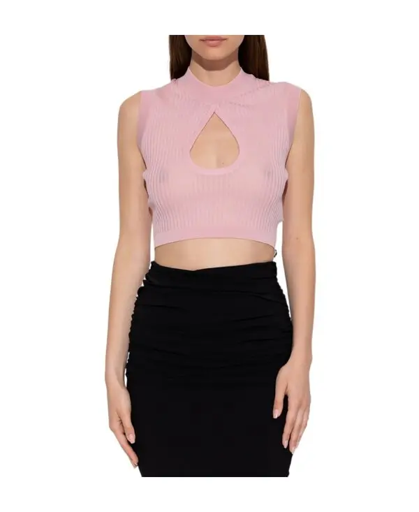 Versace Cut-out Ribbed Crop Top