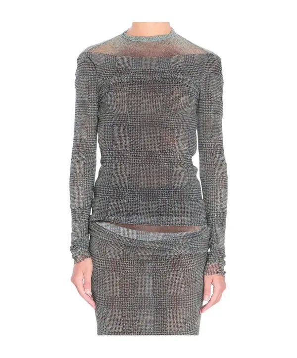 JEAN PAUL GAULTIER Long Sleeve Crew Neck Mesh Top