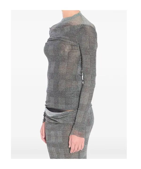 JEAN PAUL GAULTIER Long Sleeve Crew Neck Mesh Top