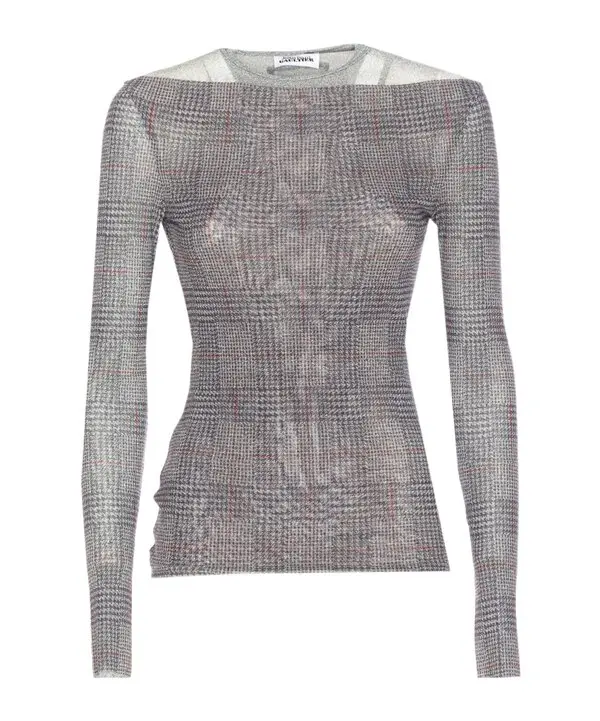 JEAN PAUL GAULTIER Long Sleeve Crew Neck Mesh Top - Gray