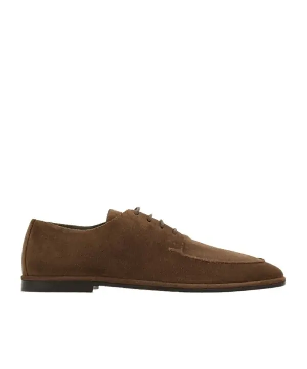 FERRAGAMO Suede Derby Shoes - Cement Color
