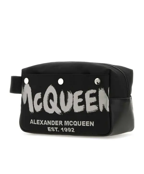 Alexander McQueen Logo Printed Zipped Toiletry Bag