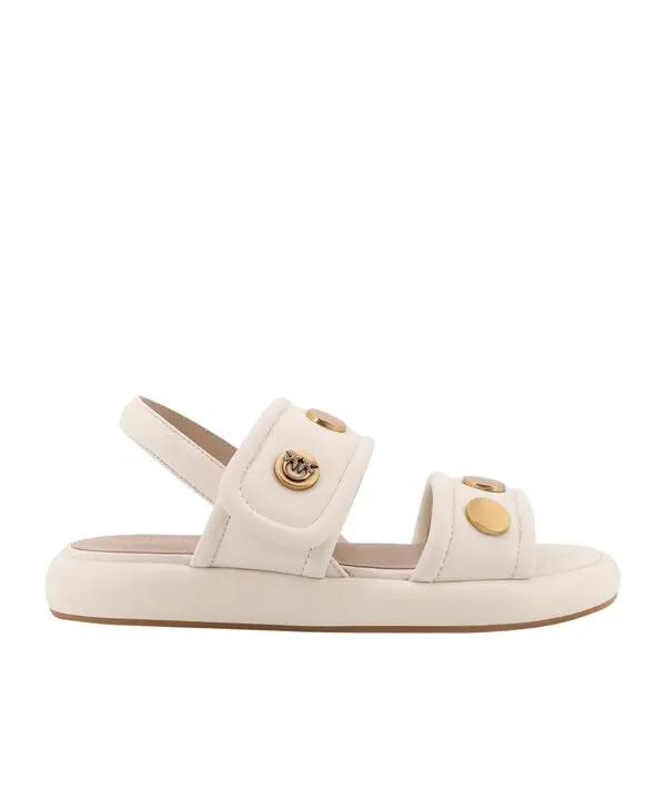 Pinko Studded Logo Detail Sandals - Nude